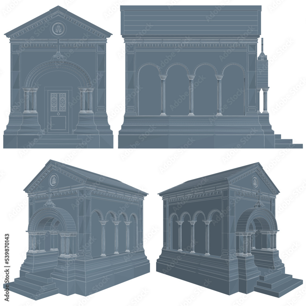 Mausoleum Grave Vector. Illustration Isolated On White Background. A ...