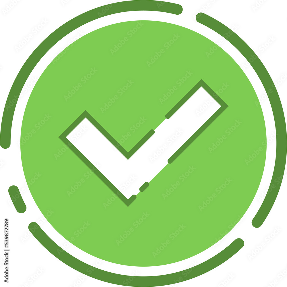 Green checkmark tick. Round checkmark sign. Correct symbol. Approve ...