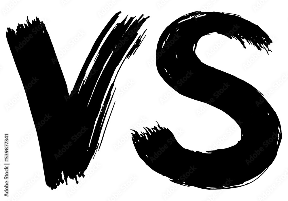 VS stiker with black color and brush stroke texture isolated on white ...