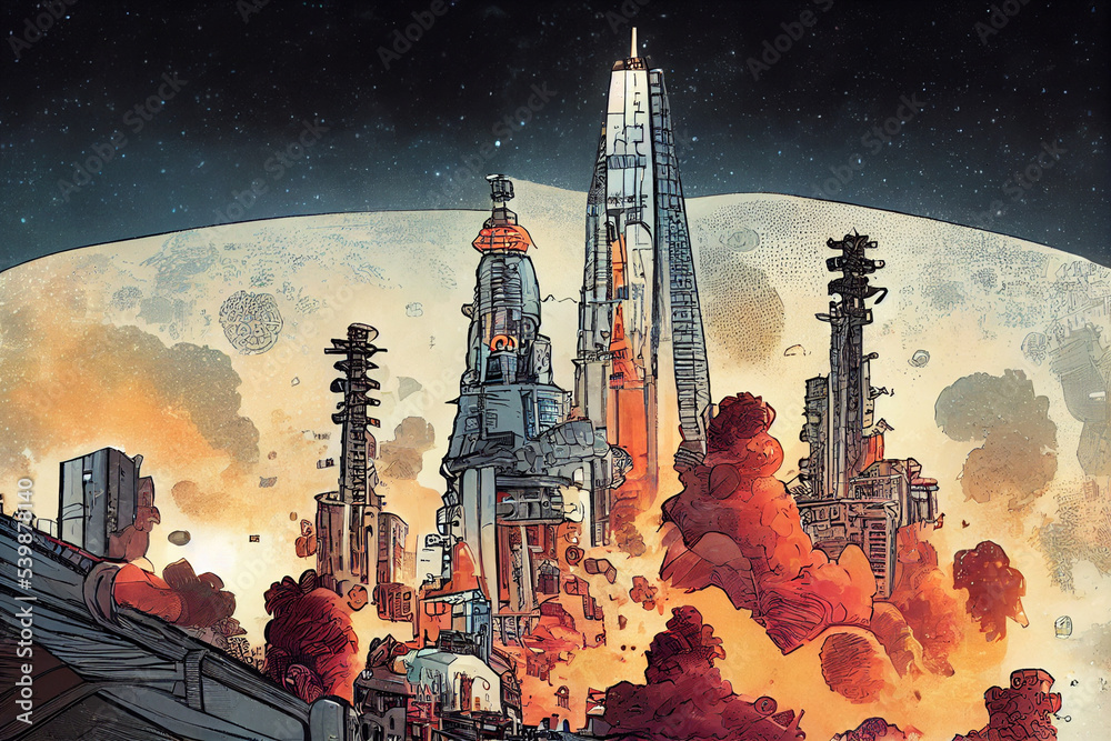 ภาพประกอบสต็อก Graphic novel space astronaut abstract background ...