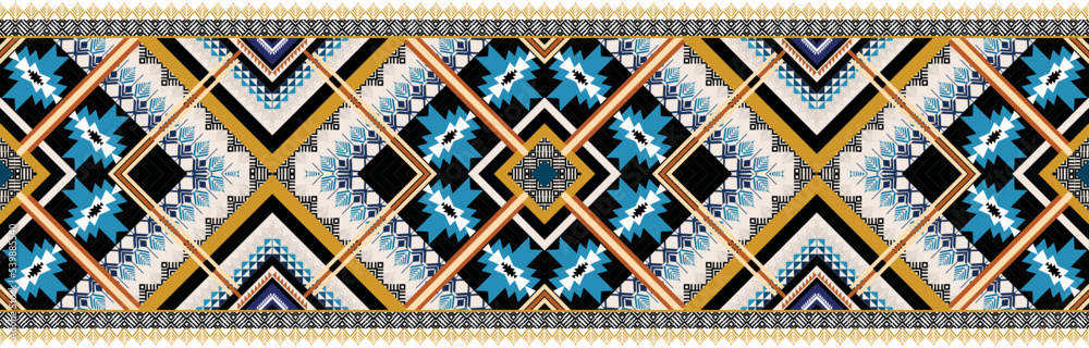 Colorful geometric ethnic pattern. Oriental, western, aztec, tribal ...