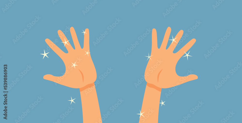 Clean Sanitized Hands Sparkling Vector Cartoon Illustration ...