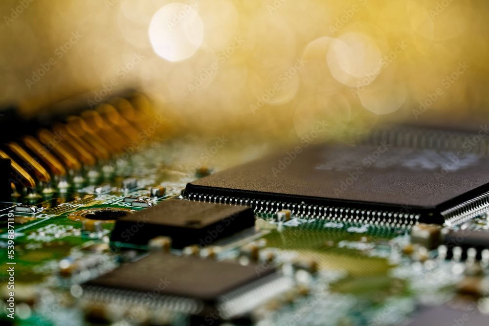 Close-up Macro Shot of the Electronic Factory at Work: A printed ...