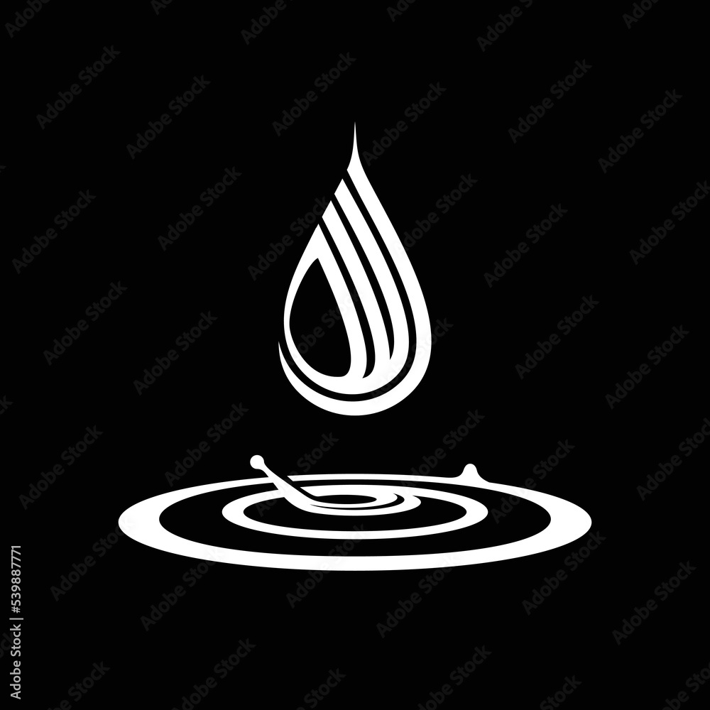 Arabic calligraphy of the name of Allah (God) in the water drop shape ...