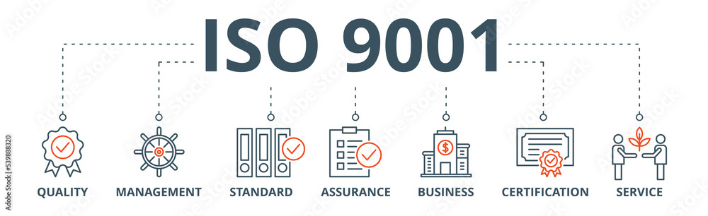 ISO 9001 banner web icon vector illustration concept with icon of ...