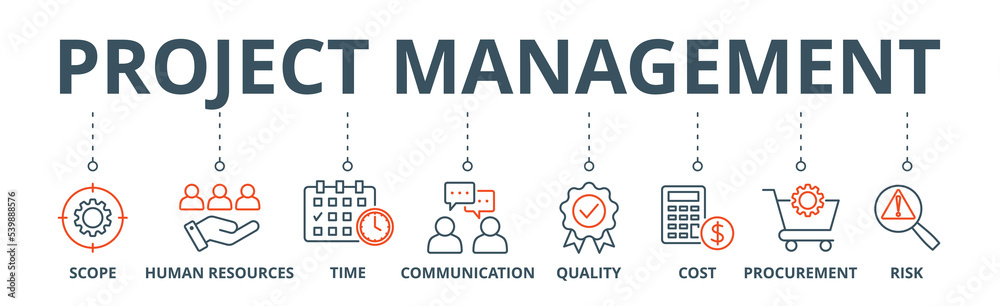 Project management banner web icon vector illustration concept with ...