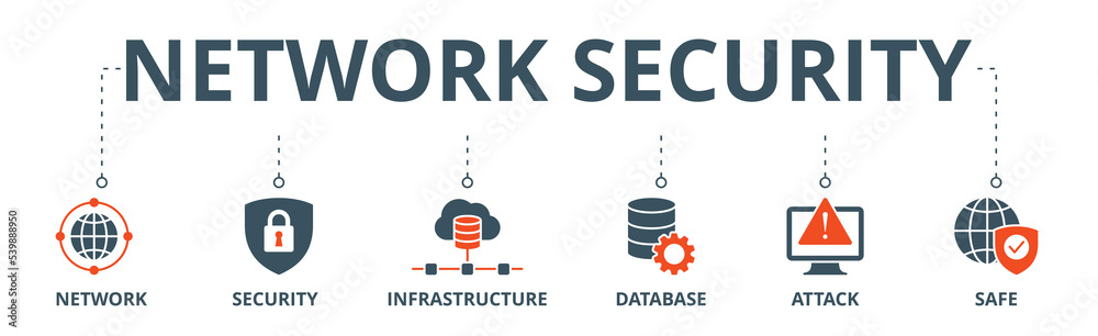 Network security banner web icon vector illustration concept with icon ...