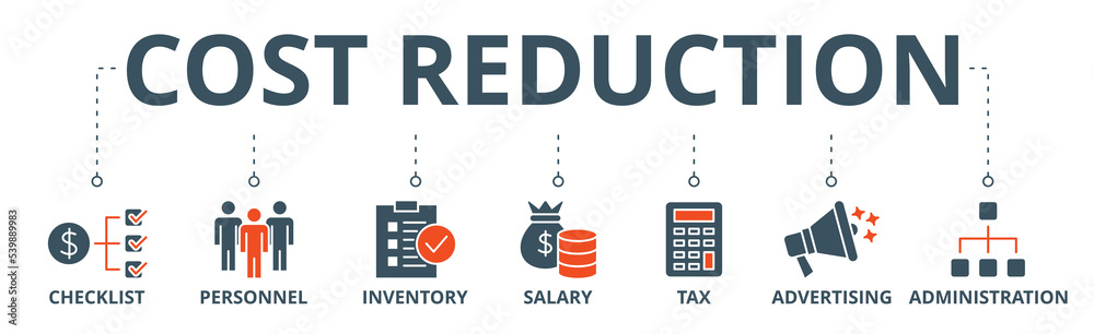 Cost reduction banner web icon vector illustration concept with icon of ...
