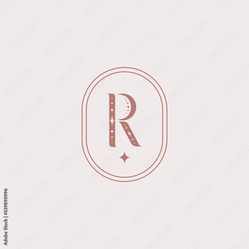Vector elegant magic letter R. Logo for jewelry, bead ornaments. Magic ...
