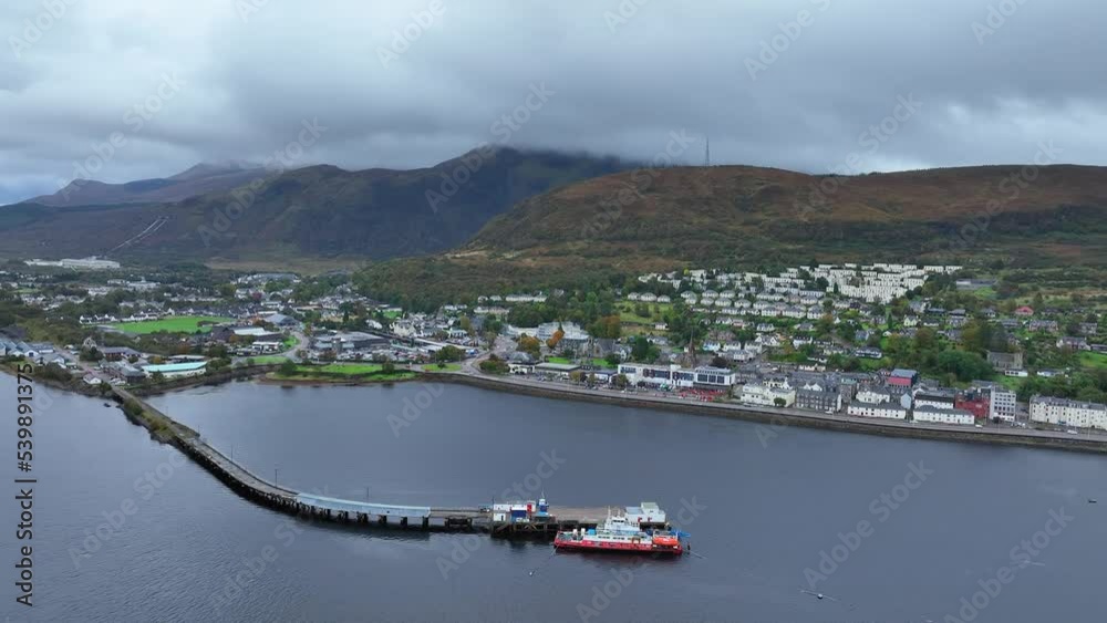 The Town of Fort William at the Foot of Ben Nevis Aerial View Stock ...