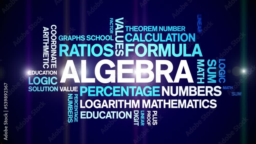 Algebra animated tag word cloud;text design animation kinetic typography seamless loop. Stock ...