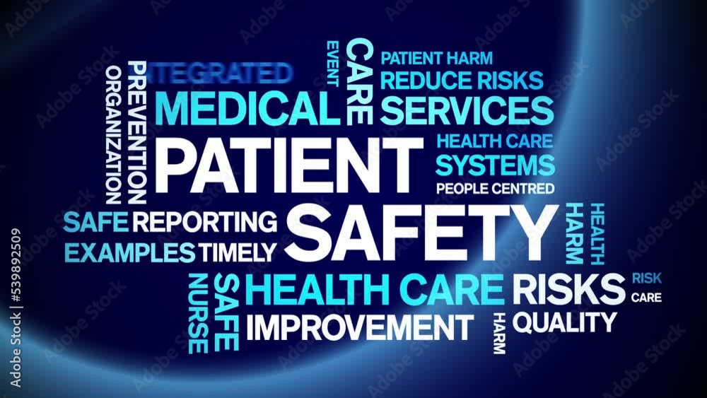 Patient Safety animated tag word cloud;text design animation kinetic ...