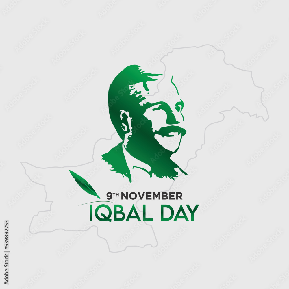 Vetor de Allama Muhammad Iqbal 9th November, Iqbal Day, Lahore, Urdu ... Vetor de Allama Muhammad Iqbal 9th November, Iqbal Day, Lahore, Urdu ...