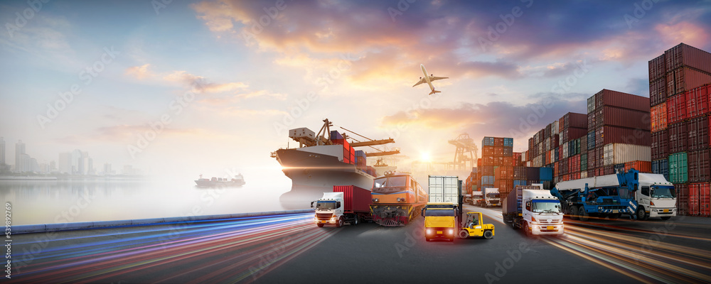 Global business of Container Cargo freight train for Business logistics ...