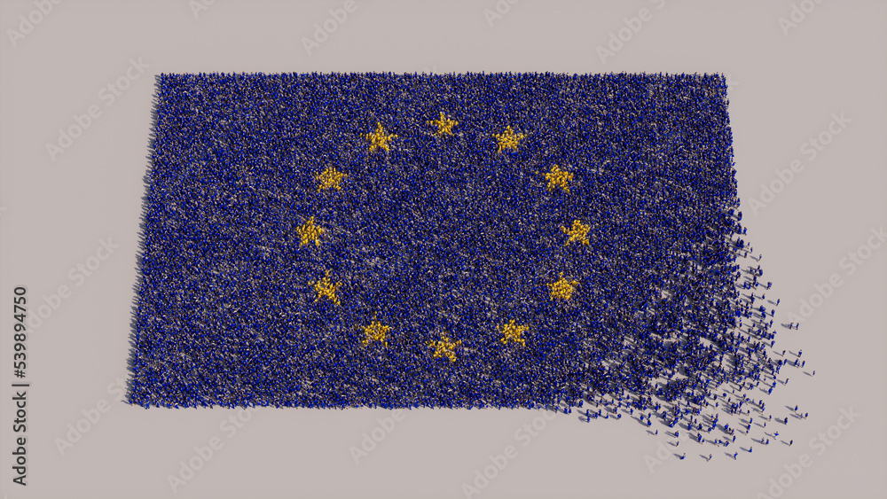 European Flag formed from a Crowd of People. Banner of Europe on White ...