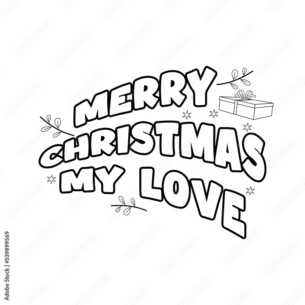Vetor de Merry Christmas Coloring page. Christmas line art coloring ...