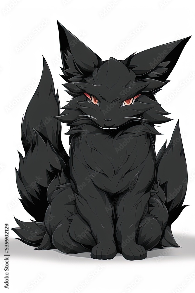 nine-tailed kitsune fox anime Stock Illustration | Adobe Stock