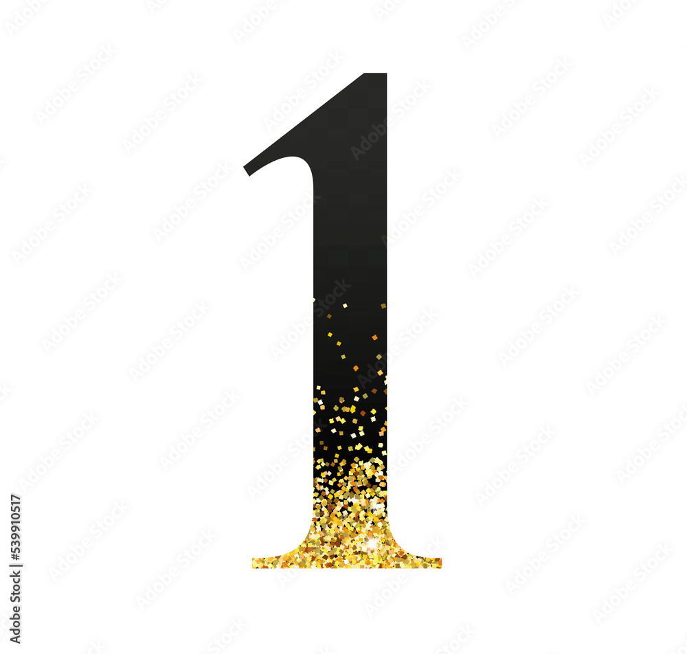 Elegant Black and Gold Glitter numbers from 0 to 9. This is a part of ...
