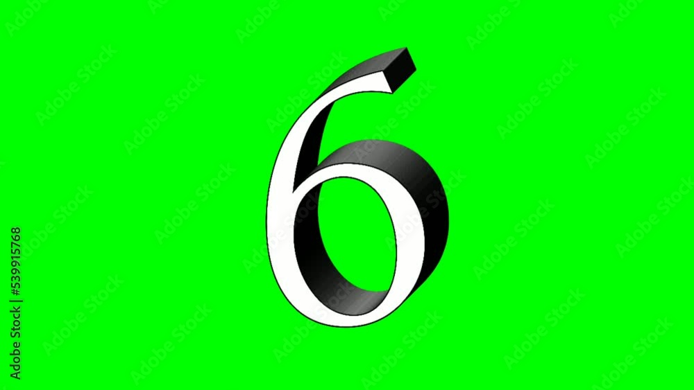 Number 6 six animation green screen .motion graphics design cartoon ...