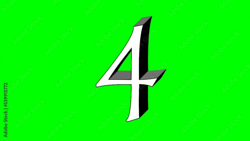 Number four 4 animation green screen .motion graphics design cartoon ...