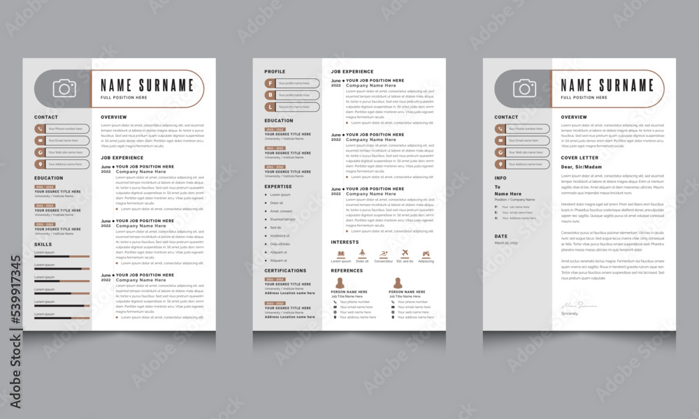2 Page Creative Resume Layout Templates with Cover Letter Design Stock ...
