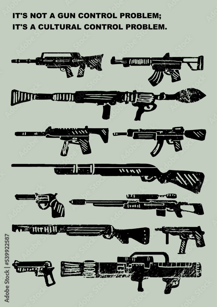 Anti-war poster. Weapons engraving, ink style set. Collection of ...