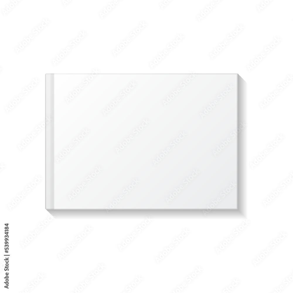 Blank white horizontal rectangle book, notebook or magazine top view ...