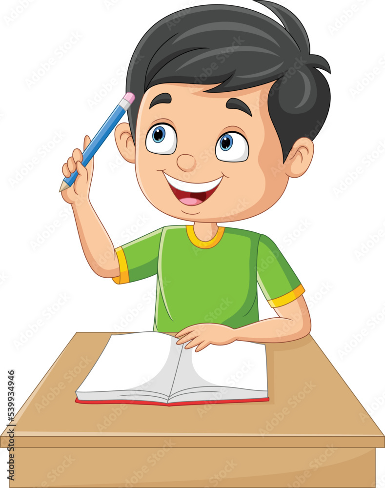 Cartoon little boy having a good idea Stock Vector | Adobe Stock