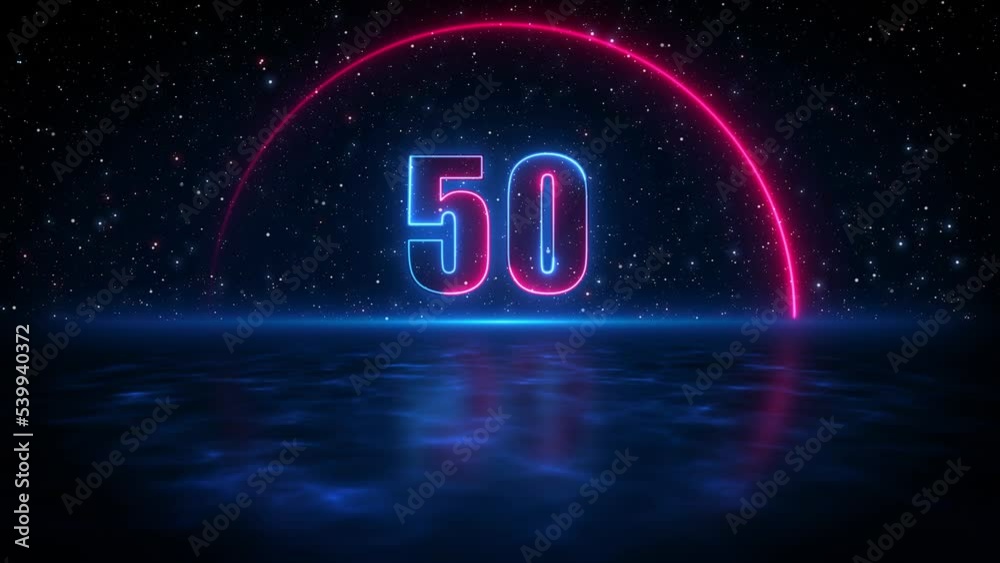 Futuristic Motion Blue Red Shine Number 50 In Half Circle Lines Neon ...
