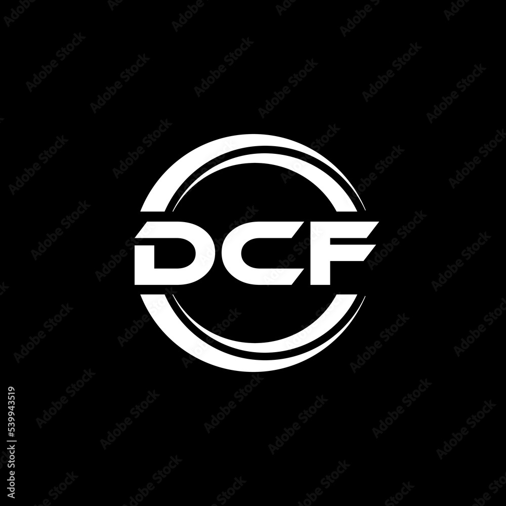 DCF letter logo design with black background in illustrator, vector ...