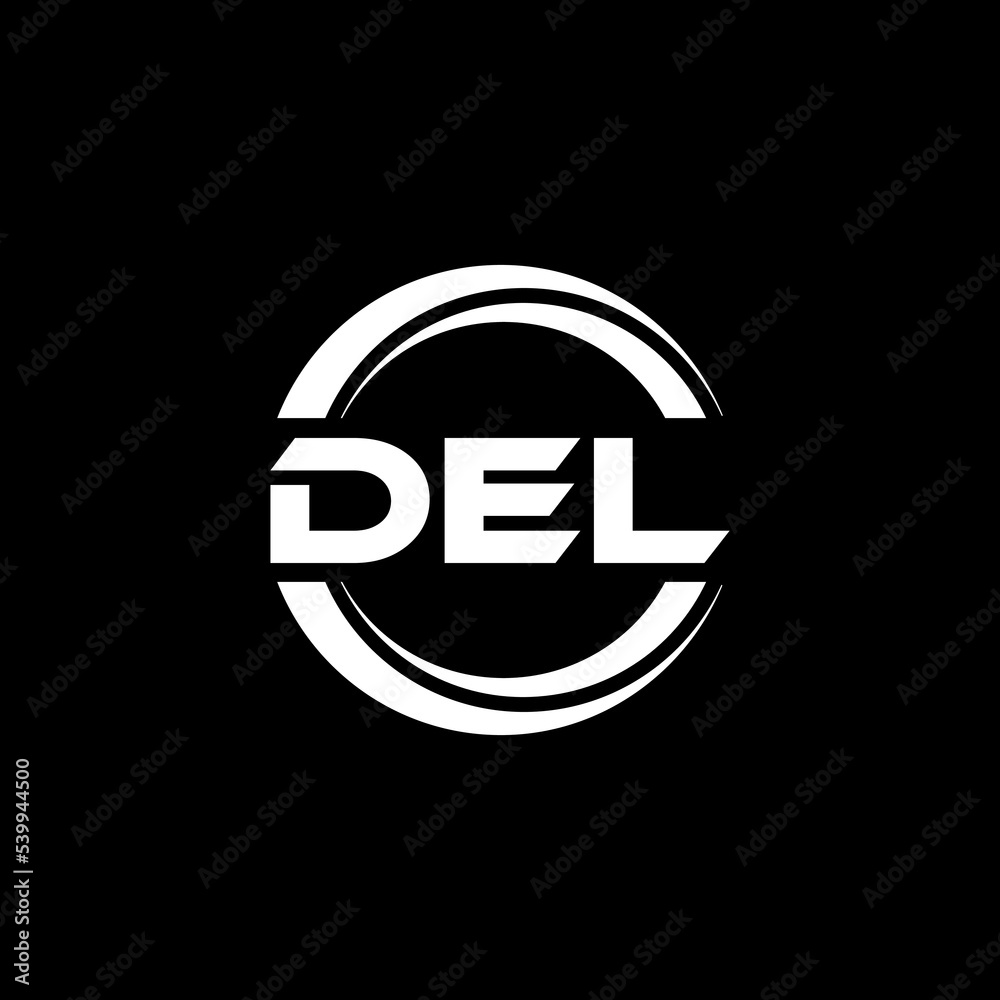 DEL letter logo design with black background in illustrator, vector ...