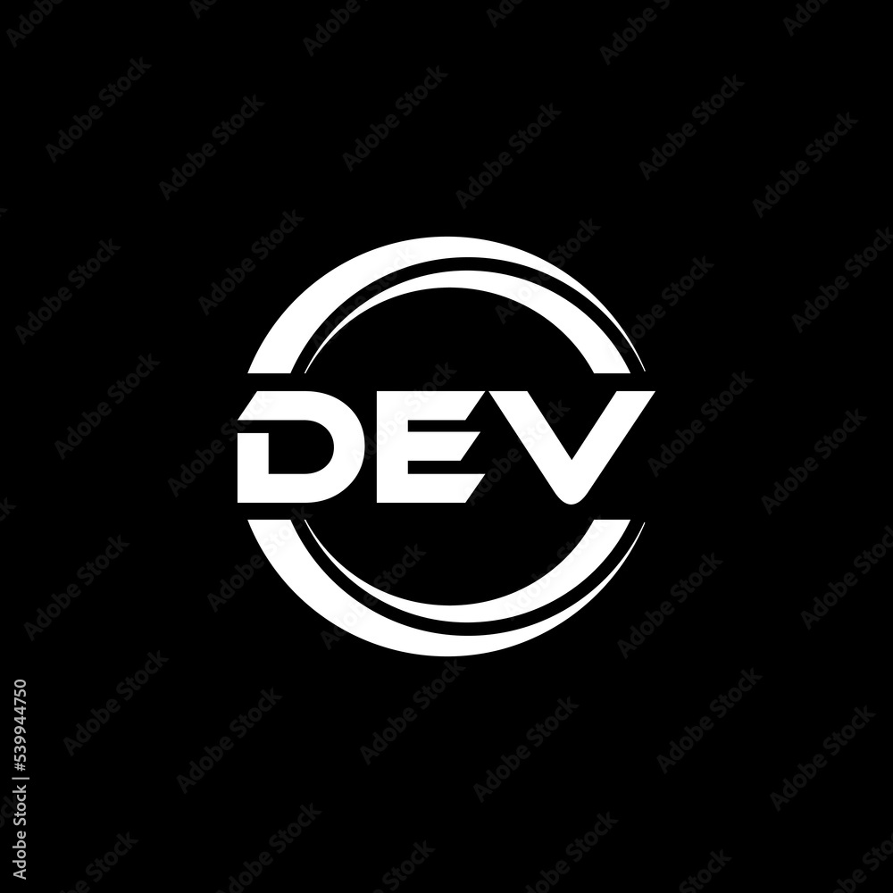DEV letter logo design with black background in illustrator, vector logo modern alphabet font ...
