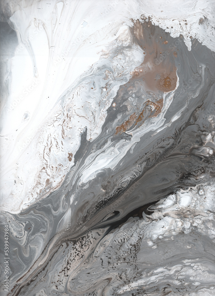 Ice on the river. Water in the desert. Acrylic painting texture ...