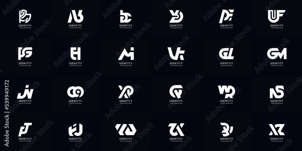 Collection full set abstract combine letter a - z monogram logo design ...