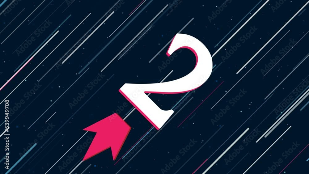 Number two symbol flies through the universe on a jet propulsion. The ...