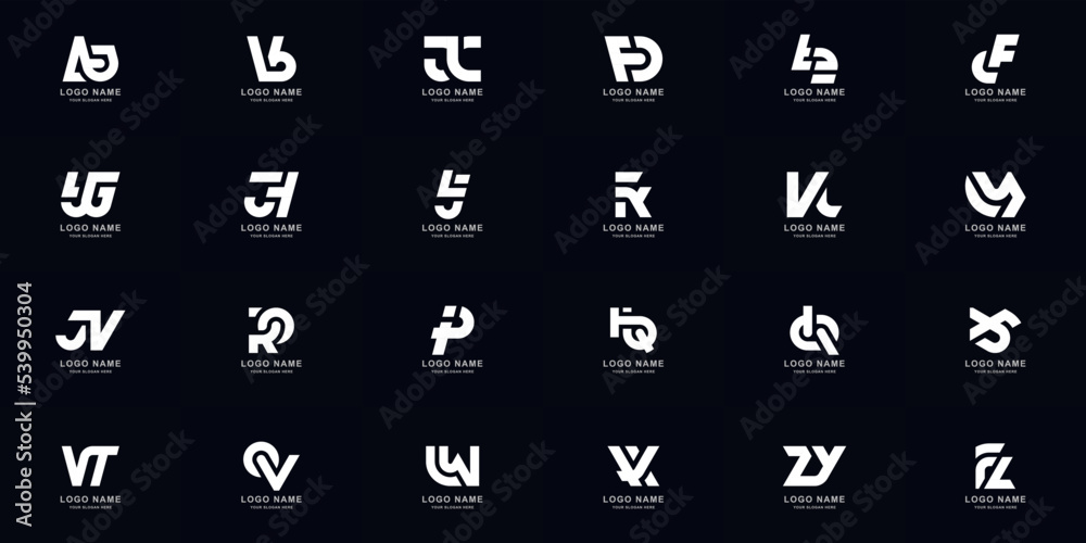 Collection full set abstract combine letter a - z monogram logo design ...