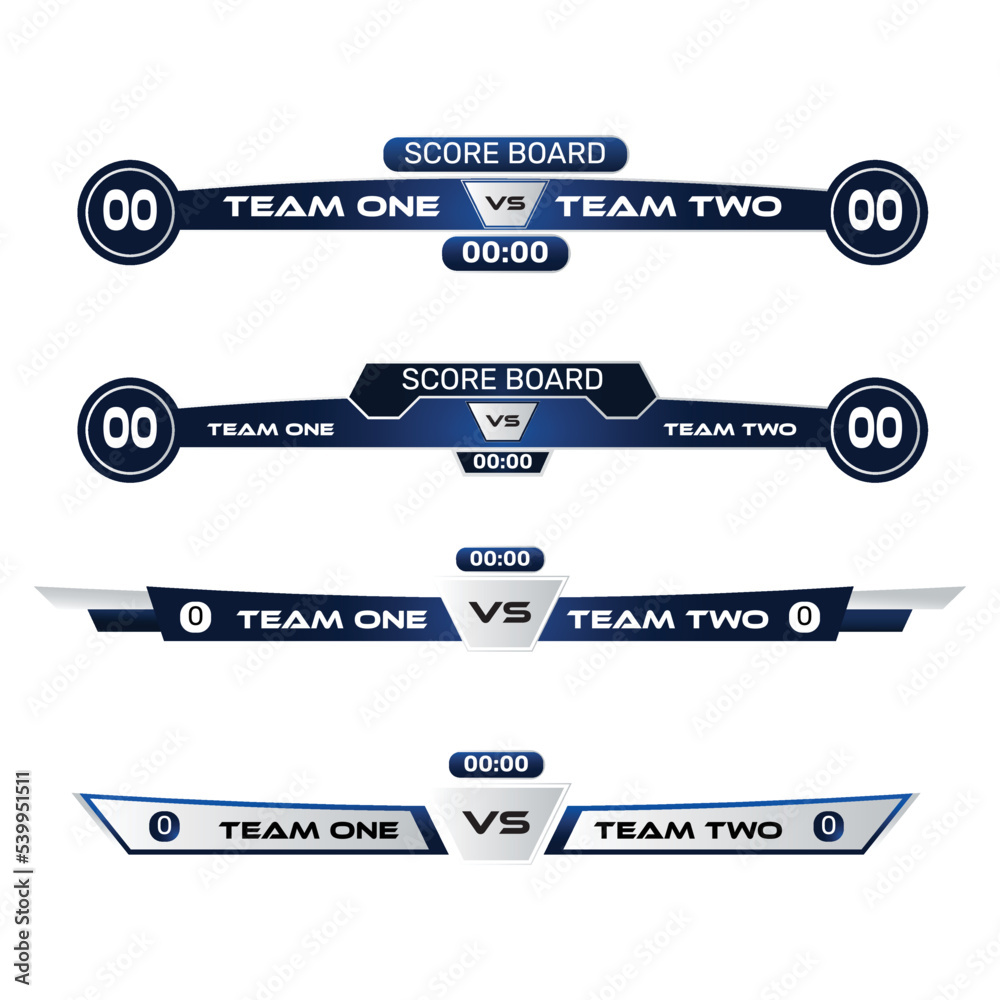 Set collection vector of Sport scoreboard with time and result display ...