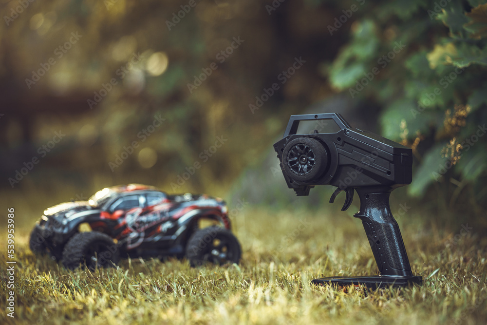 Professional remote control of a radio-controlled car. A children's toy ...