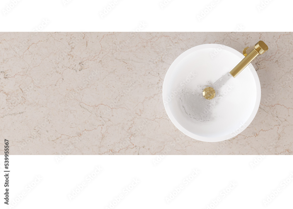 Washbasin mit faucet and cabinet on transparent background. Top view ...