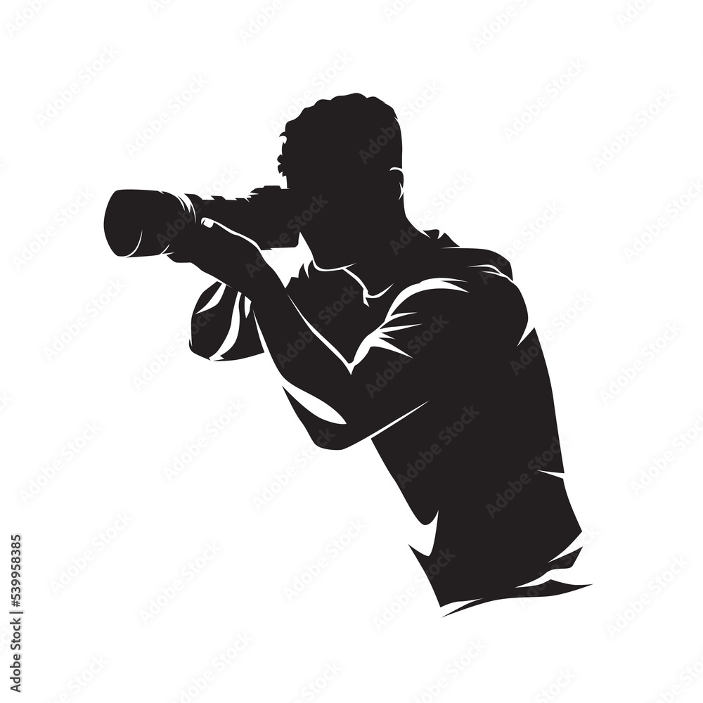 Photographer with camera, abstract man isolated vector silhouette ...