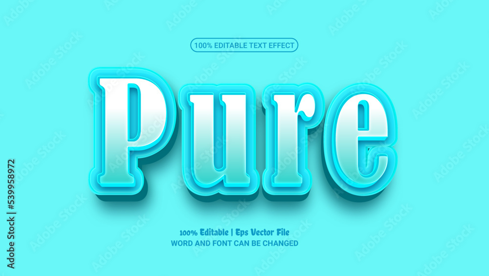 Pure 3d editable premium vector text effect Stock Vector | Adobe Stock