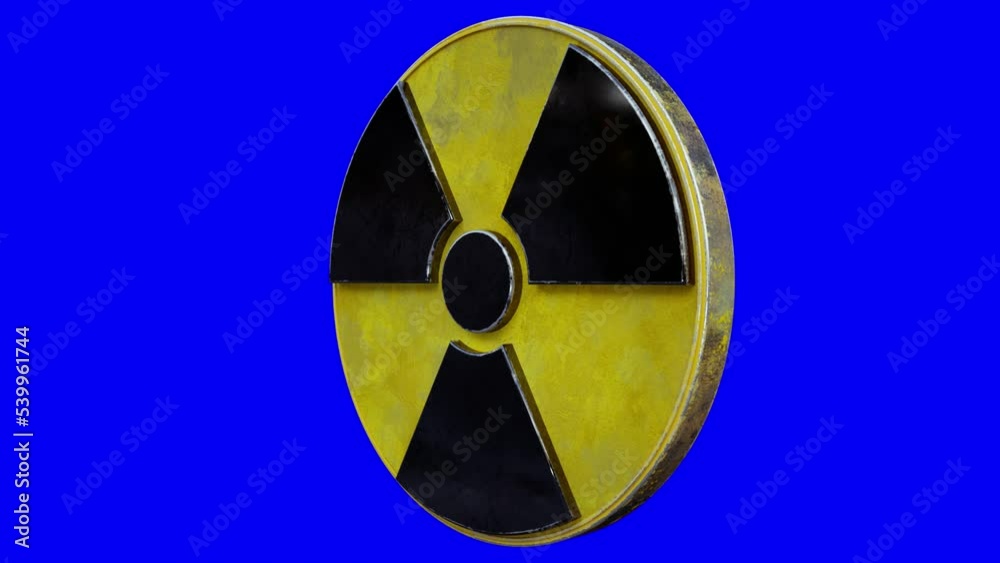 Radiation Logo With Metal Surface And Realistic Texturing, Spinning On ...