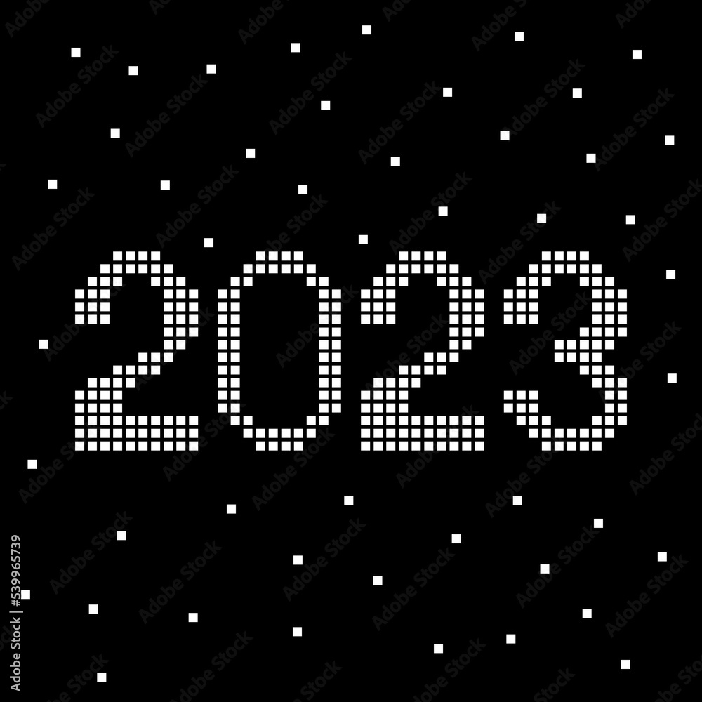 Sign of the 2023 year with hex pixel grid. New Years number or digits ...