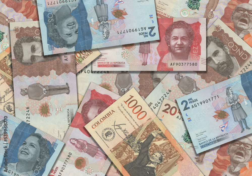 Paper money from Colombia. Colombian peso. Close up banknotes from ...
