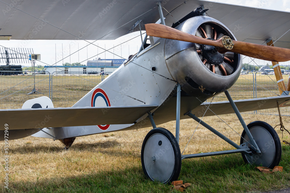 Aircraft Nieuport 17 Nieuport 17) in static parking lot in Zhukovsky ...
