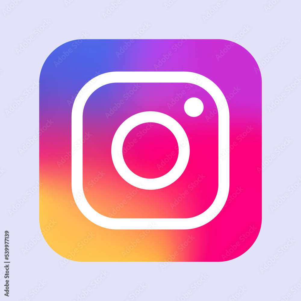 Instagram logotype on light blue background. IG logo, Insta, inst ...