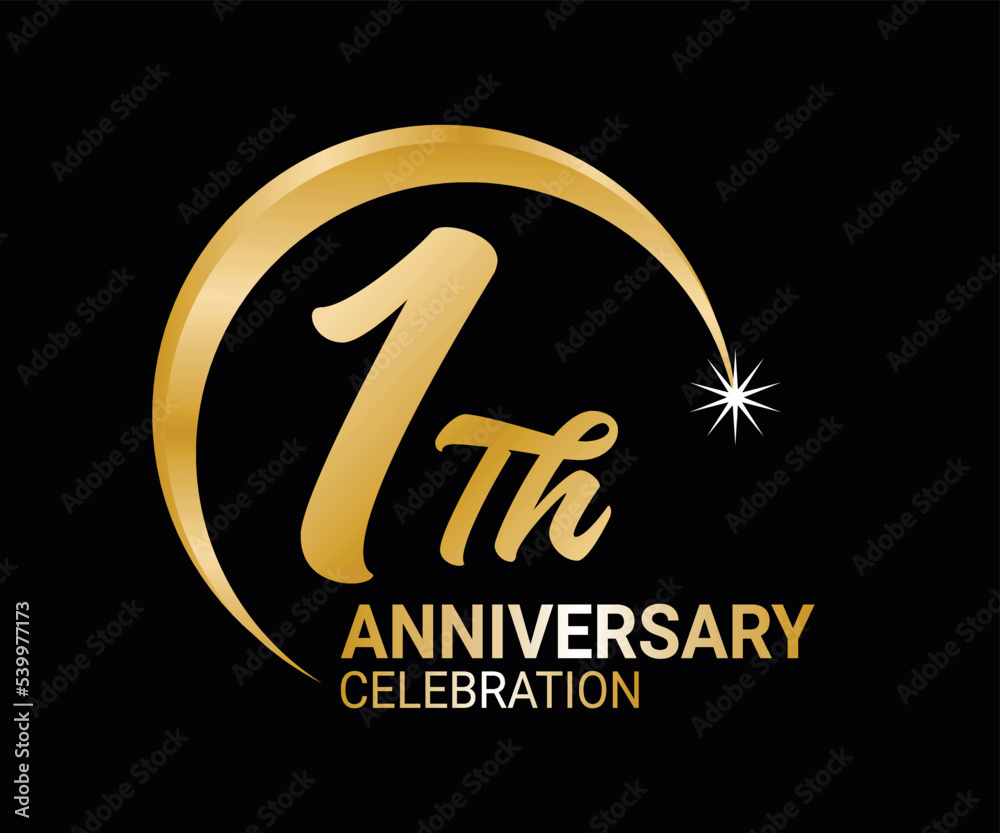 1th Anniversary ordinal number Counting vector art illustration in ...