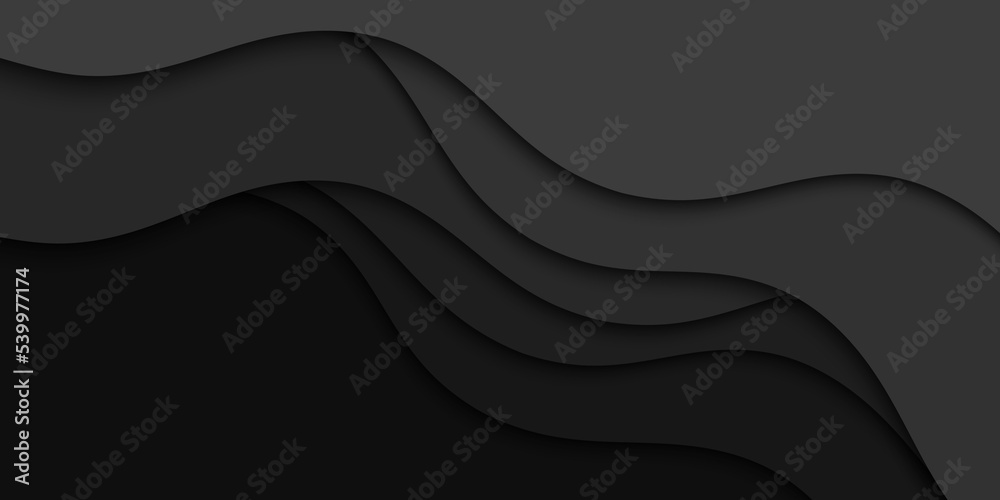 Abstract wavy black paper background. Background with black waves ...
