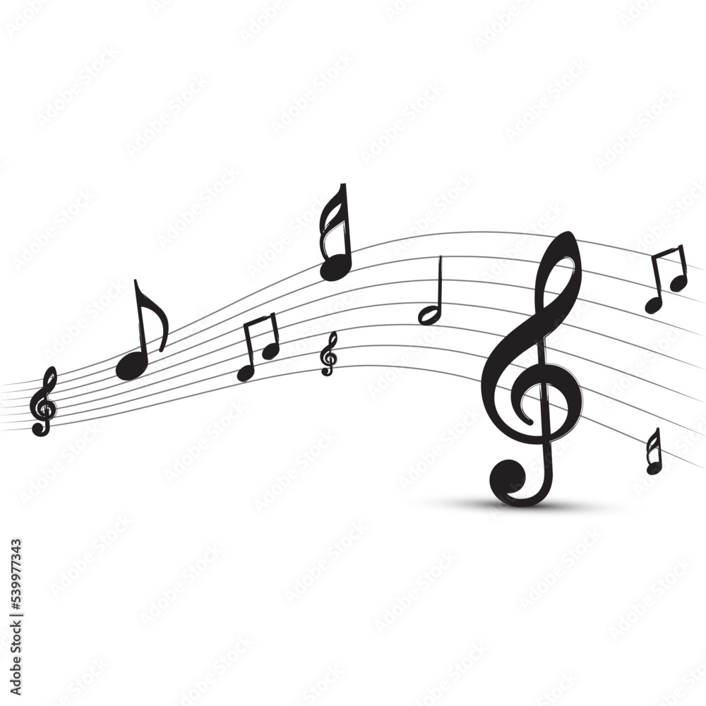 Music note design element in doodle style black background vector ...