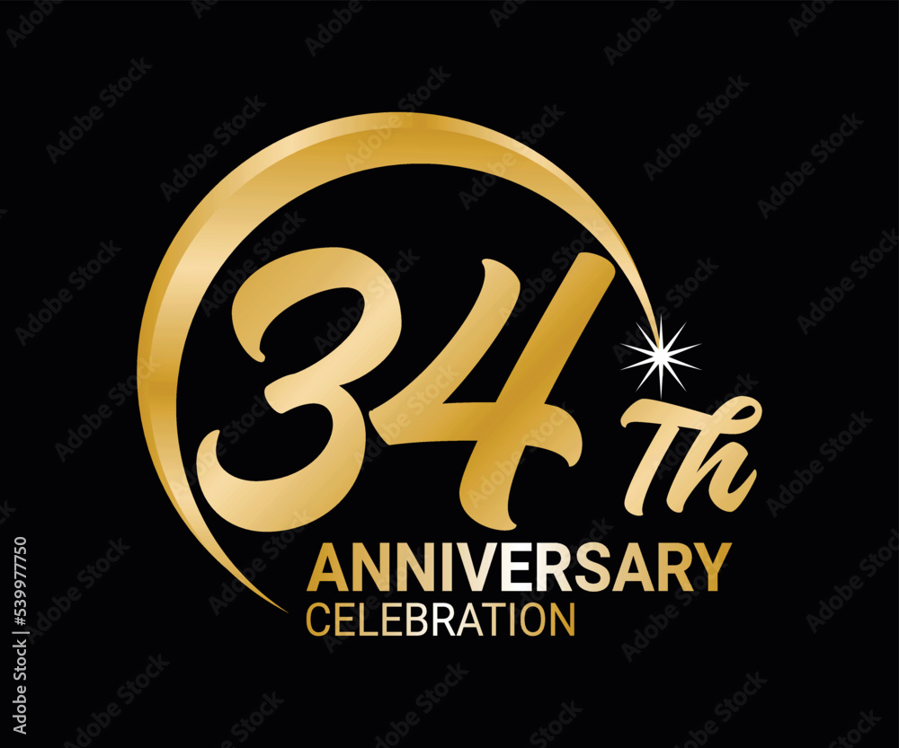 34th Anniversary ordinal number Counting vector art illustration in ...